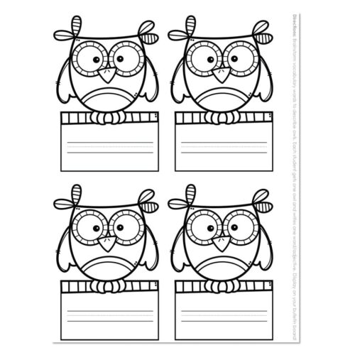 Monthly Themed Writing - October - Owl Adjectives - Lucky Little Learners