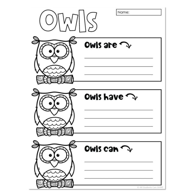 Monthly Themed Writing - October - Owls Are Have Can - Lucky Little ...