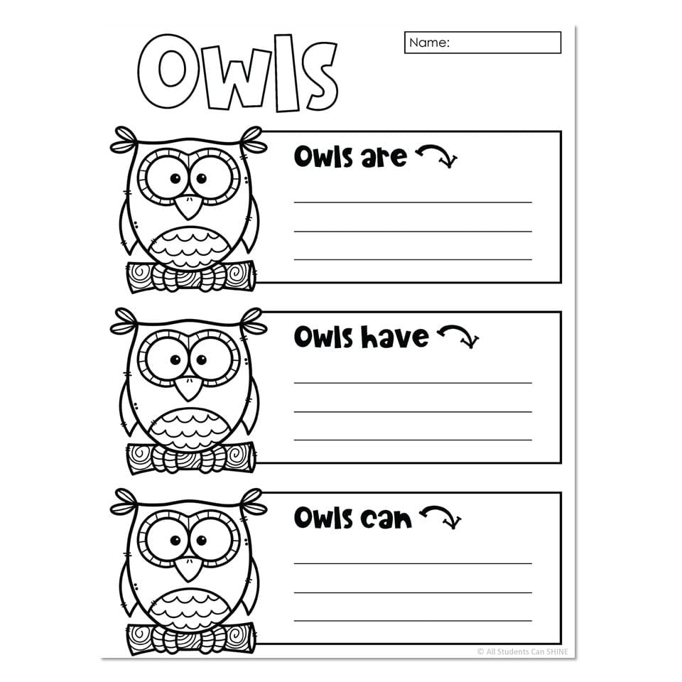 Monthly Themed Writing - October - Owls Are Have Can - Lucky Little ...