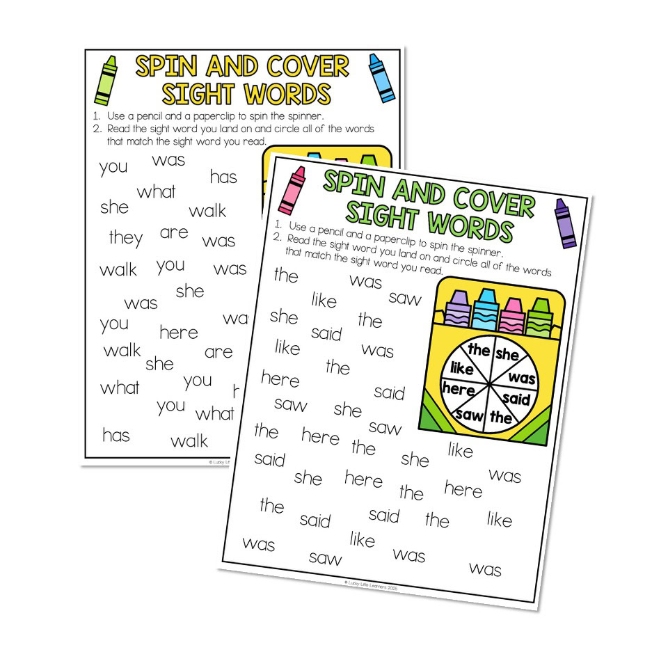 Morning Bins - Back to School - Activity 10 - Spin and Cover Sight ...