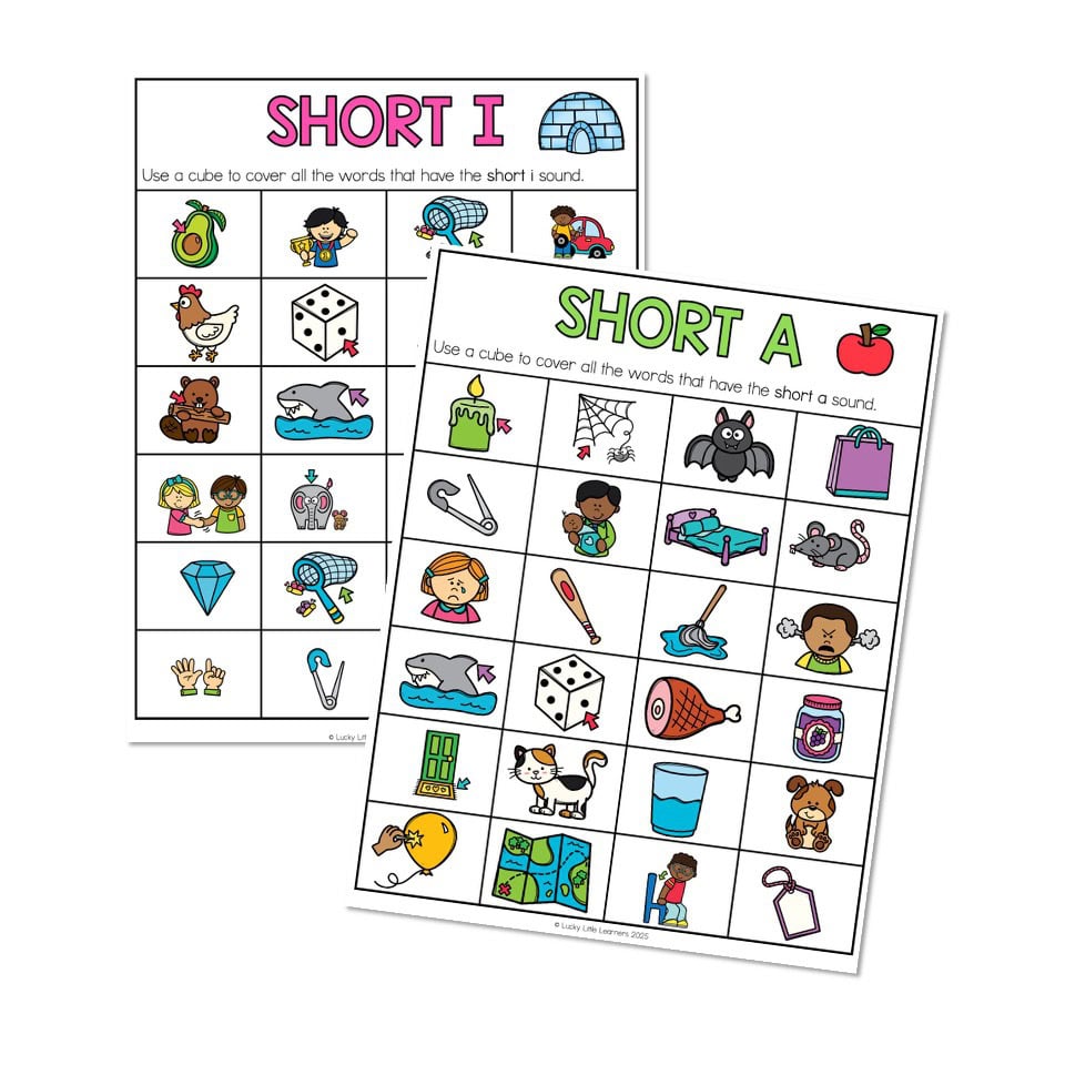 Morning Bins - Back to School - Activity 6 - Short Vowel Mats - Lucky ...