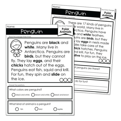Non-Fiction Reading Passages - Polar Animals - Penguin - Lucky Little ...