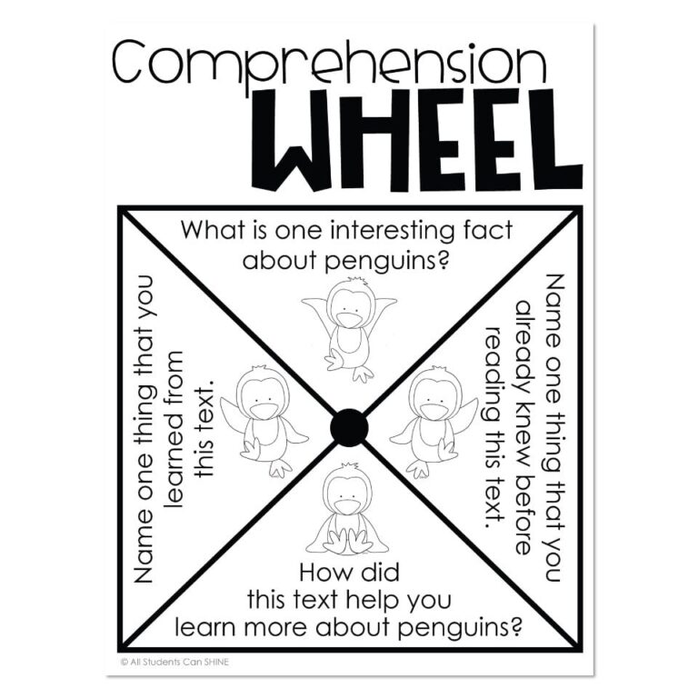 Penguins Unit - Comprehension Wheel - Lucky Little Learners