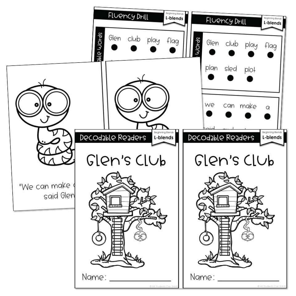 Phonics Decodable Mini Readers - Beginning Blends L - Lucky Little Learners