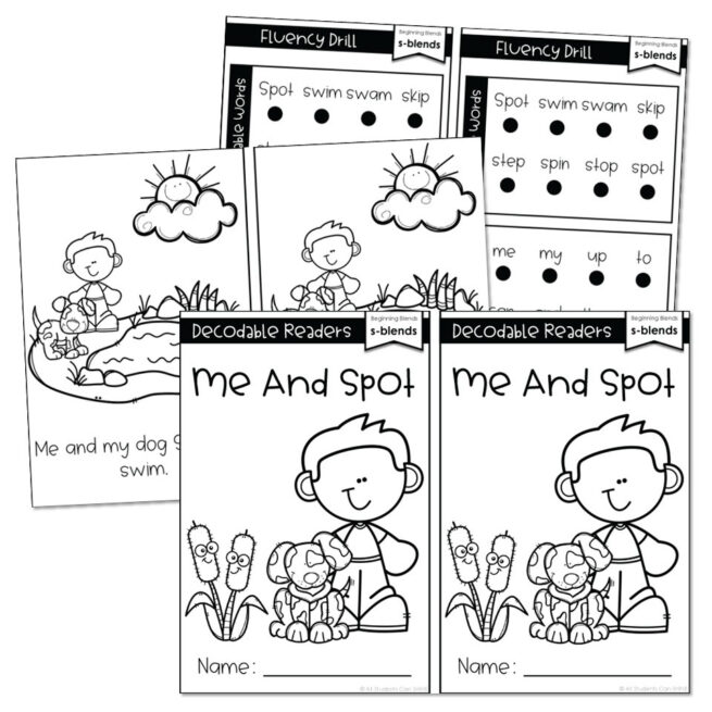 Phonics Decodable Mini Readers - Beginning Blends S - Lucky Little Learners