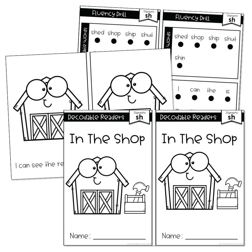 Phonics Decodable Mini Readers - Digraphs SH - Lucky Little Learners