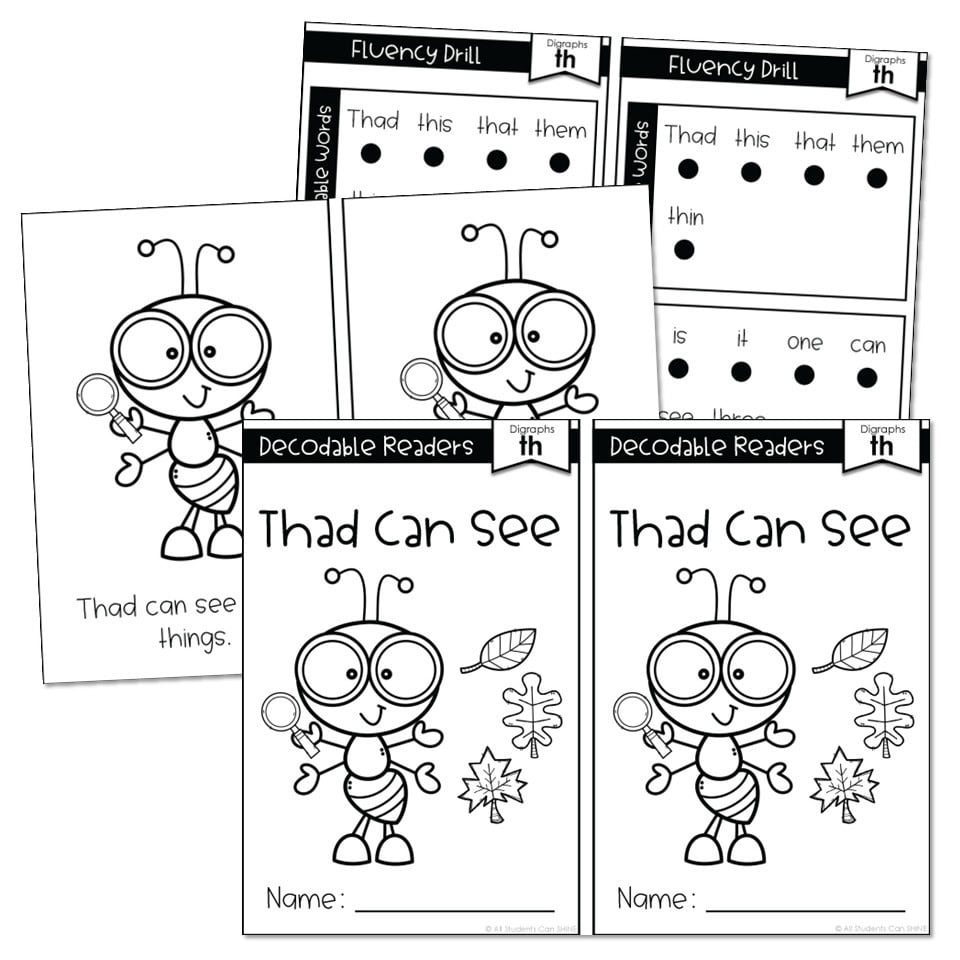 Phonics Decodable Mini Readers - Digraphs TH - Lucky Little Learners