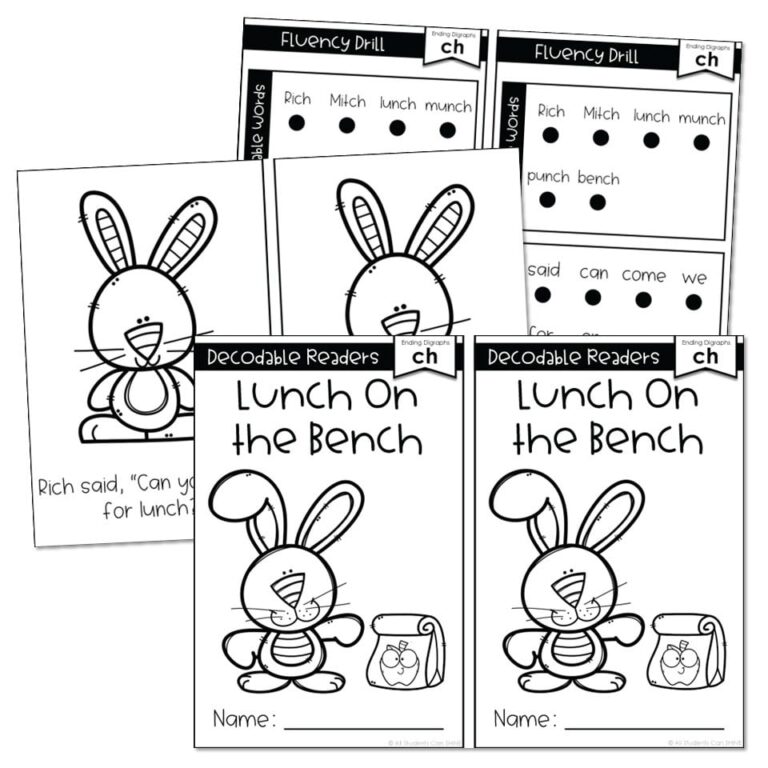 Phonics Decodable Mini Readers - Ending Digraphs CH - Lucky Little Learners