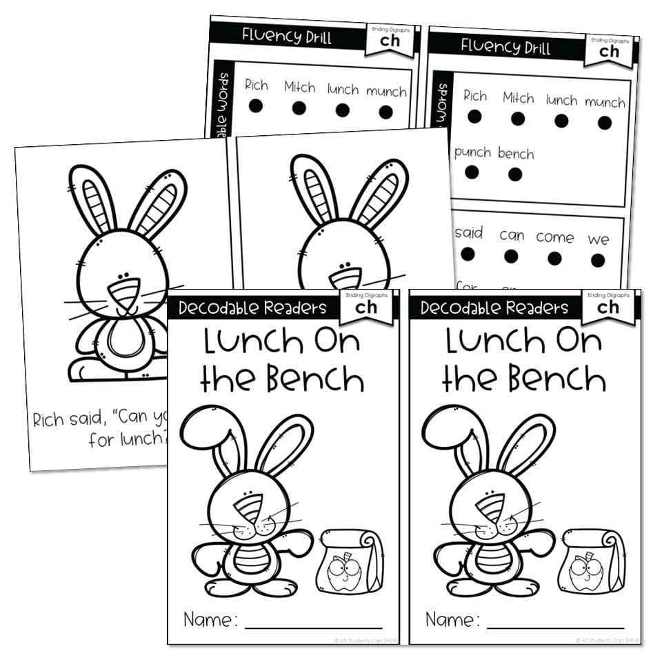 Phonics Decodable Mini Readers - Ending Digraphs CH - Lucky Little Learners