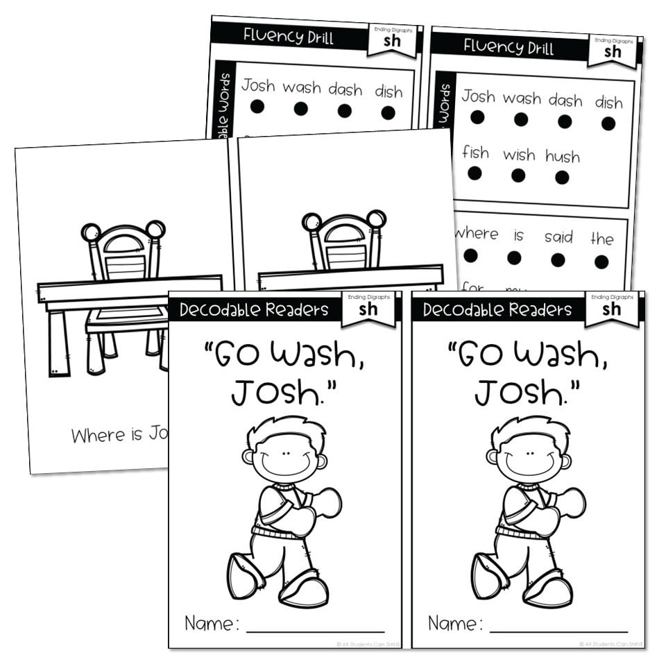 Phonics Decodable Mini Readers - Ending Digraphs SH - Lucky Little Learners