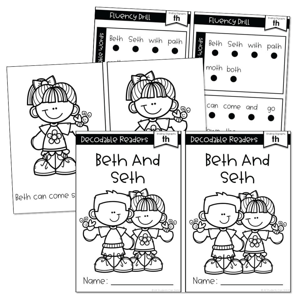Phonics Decodable Mini Readers - Ending Digraphs TH - Lucky Little Learners
