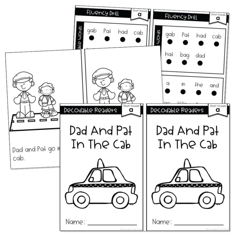 Phonics Decodable Mini Readers - Short Vowel A - Lucky Little Learners