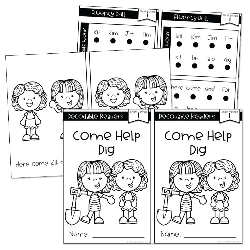 Phonics Decodable Mini Readers - Short Vowel I - Lucky Little Learners