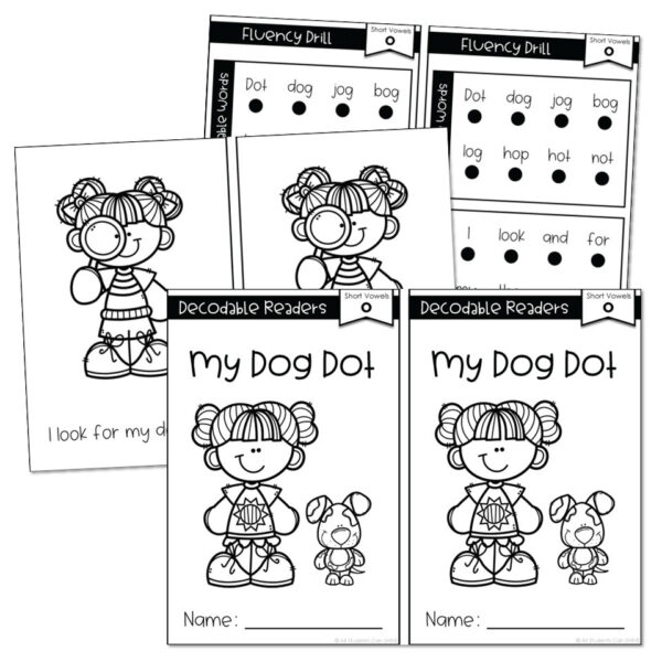 Phonics Decodable Mini Readers - Short Vowel O - My Dog Dot - Lucky ...