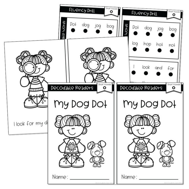 Phonics Decodable Mini Readers - Short Vowel O - My Dog Dot - Lucky ...