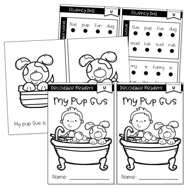 Phonics Decodable Mini Readers - Short Vowel U - Lucky Little Learners