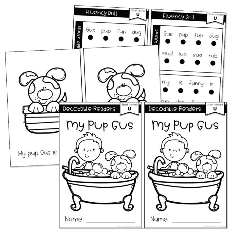 Phonics Decodable Mini Readers - Short Vowel U - Lucky Little Learners