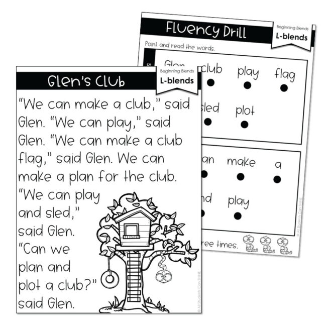 Phonics Decodable One Page Readers - Beginning Blends L - Lucky Little ...