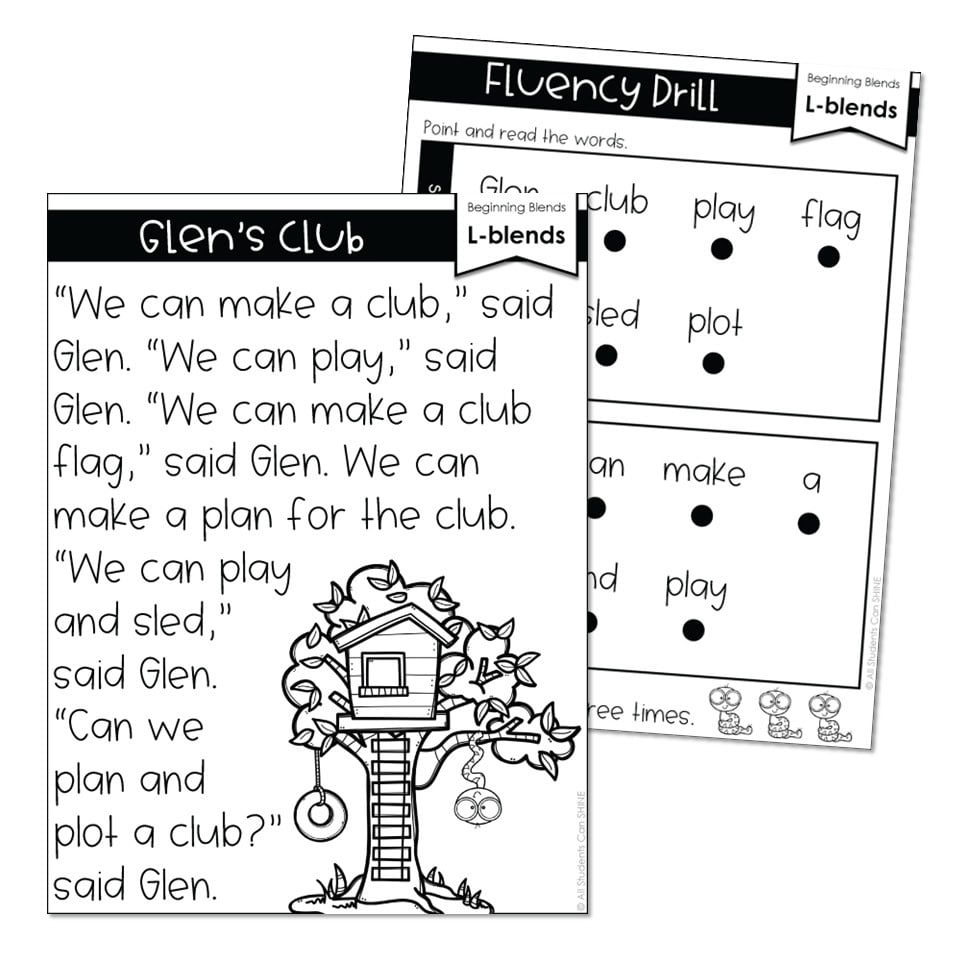 Phonics Decodable One Page Readers - Beginning Blends L - Lucky Little ...