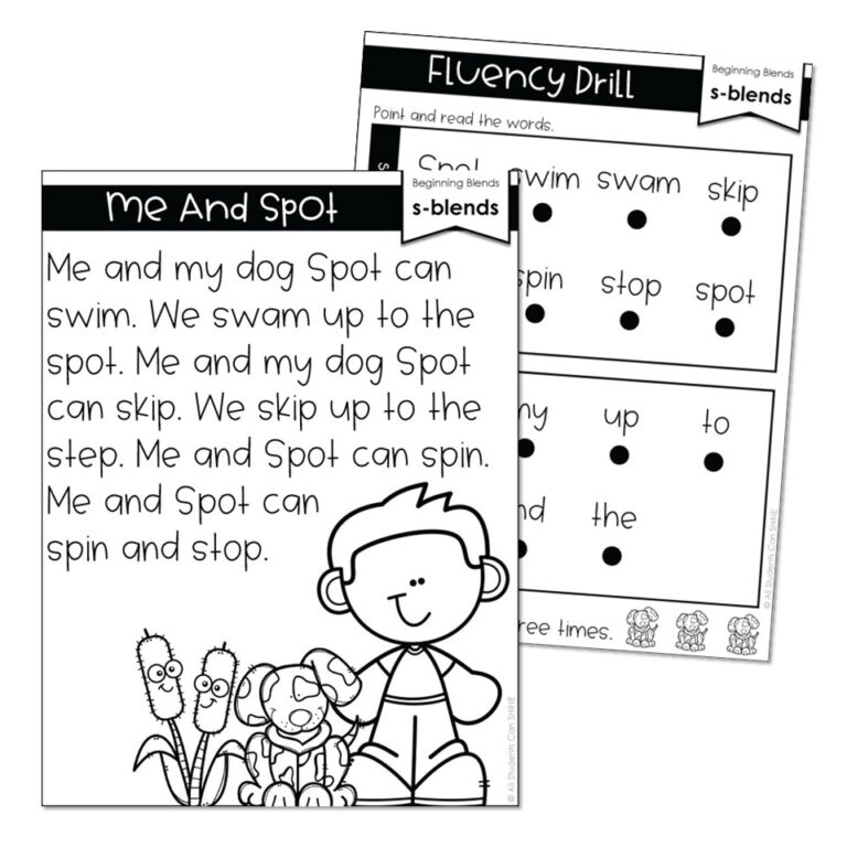 Phonics Decodable One Page Readers - Beginning Blends S - Lucky Little ...