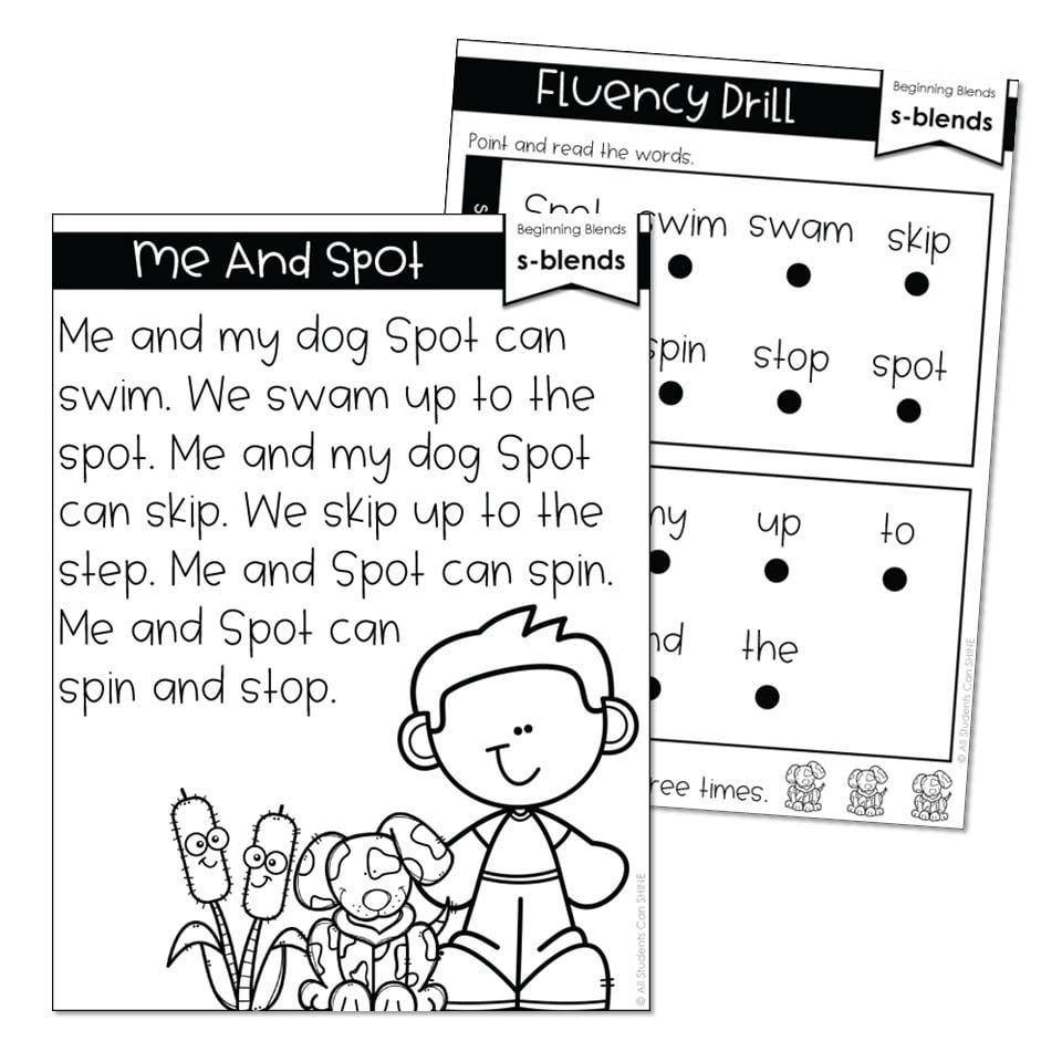 Phonics Decodable One Page Readers - Beginning Blends S - Lucky Little ...