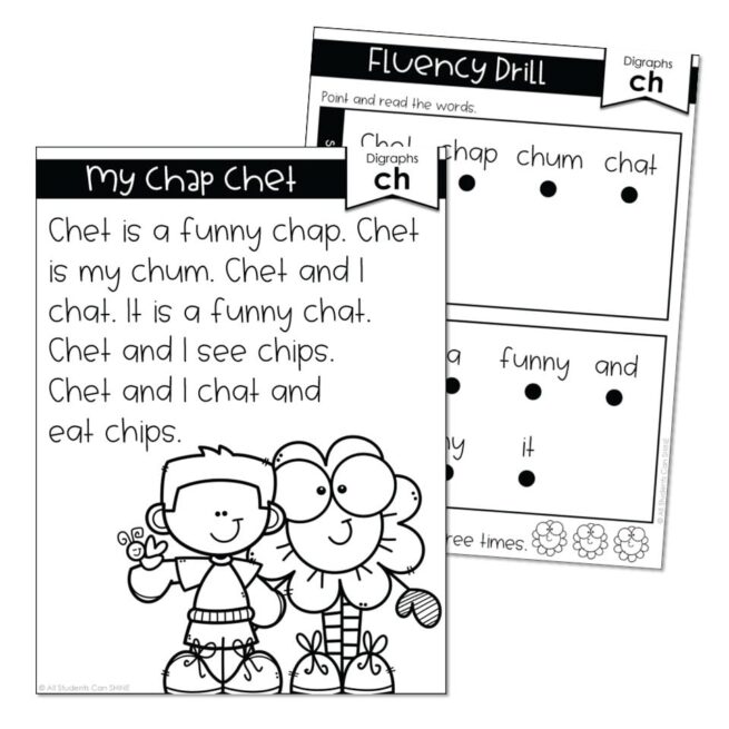 Phonics Decodable One Page Readers - Digraphs CH - Lucky Little Learners