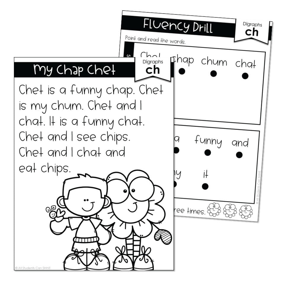 Phonics Decodable One Page Readers - Digraphs CH - Lucky Little Learners