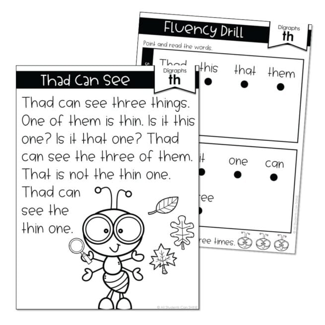 Phonics Decodable One Page Readers - Digraphs TH - Lucky Little Learners