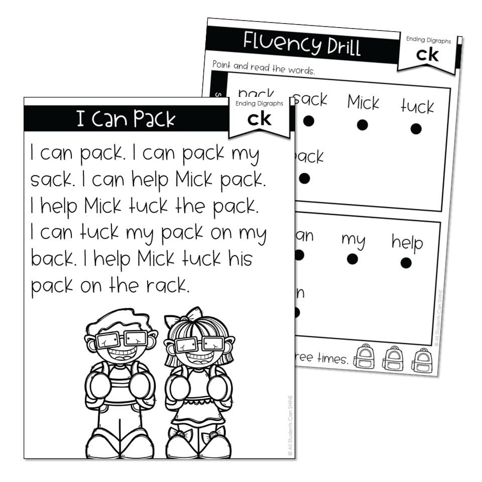 Phonics Decodable One Page Readers - Ending Digraphs CK - Lucky Little ...