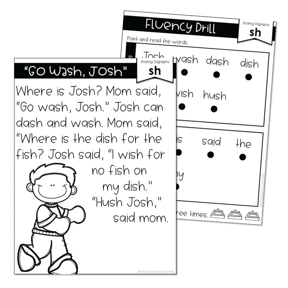 Phonics Decodable One Page Readers - Ending Digraphs SH - Lucky Little ...