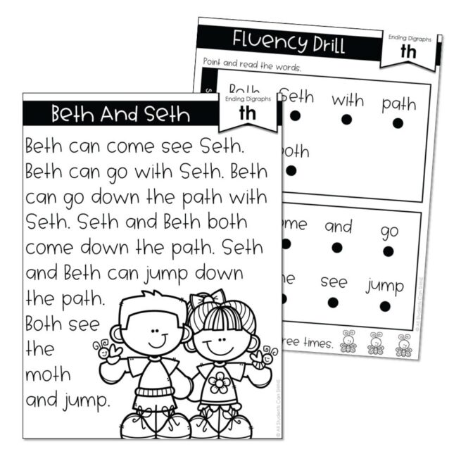 Phonics Decodable One Page Readers - Ending Digraphs TH - Lucky Little ...