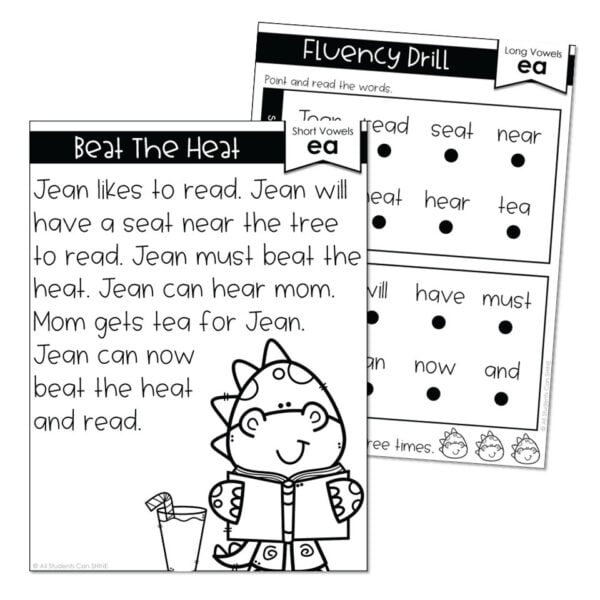 Phonics Decodable One Page Readers - Long Vowel E - Lucky Little Learners