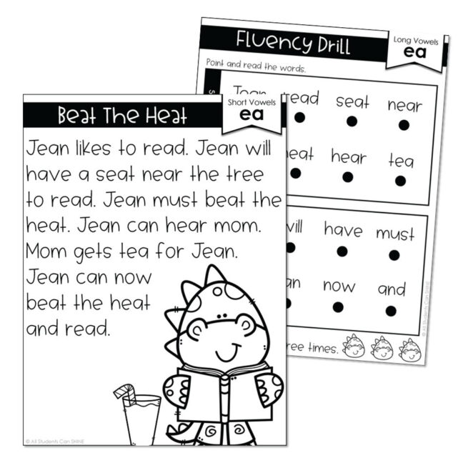 Phonics Decodable One Page Readers - Long Vowel E - Lucky Little Learners