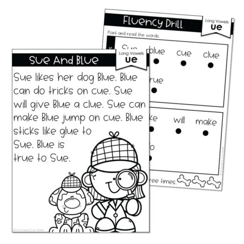 Phonics Decodable One Page Readers - Long Vowel U - Lucky Little Learners
