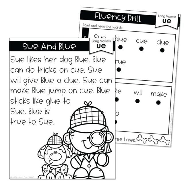 Phonics Decodable One Page Readers - Long Vowel U - Lucky Little Learners