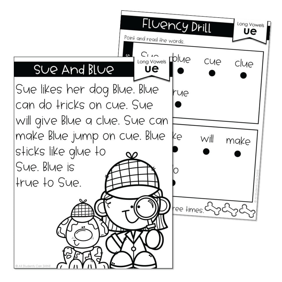 Phonics Decodable One Page Readers - Long Vowel U - Lucky Little Learners