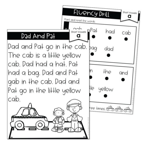 Phonics Decodable One Page Readers - Short Vowel A - Lucky Little Learners