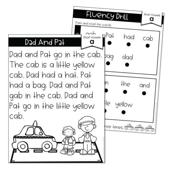 Phonics Decodable One Page Readers - Short Vowel A - Lucky Little Learners