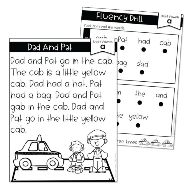 Phonics Decodable One Page Readers - Short Vowel A - Lucky Little Learners