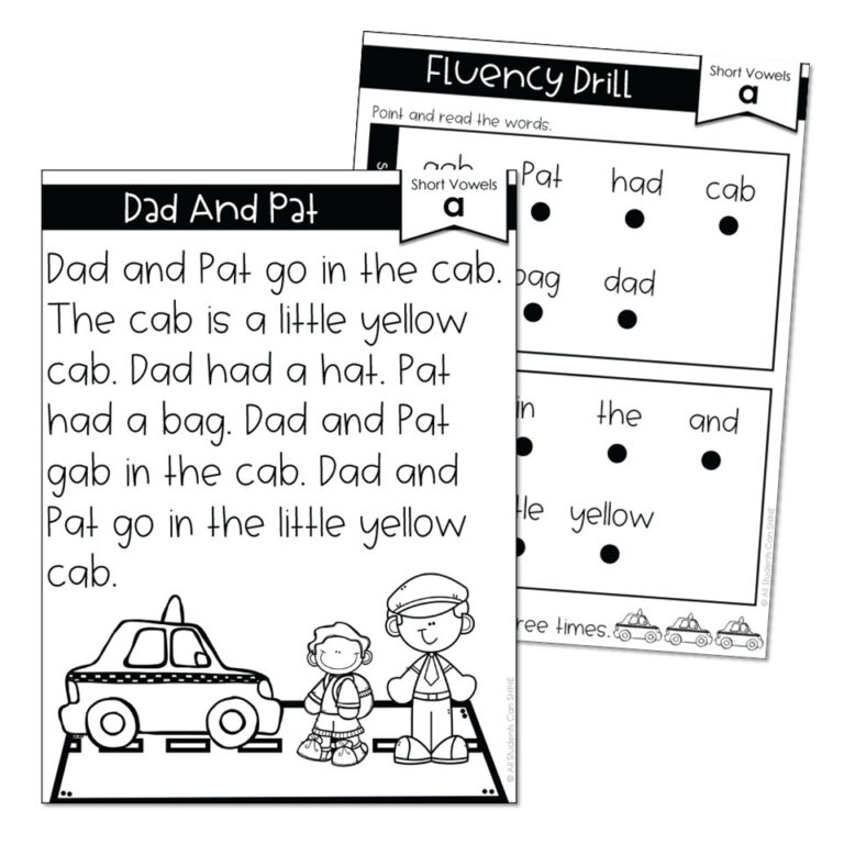 Phonics Decodable One Page Readers - Short Vowel A - Lucky Little Learners