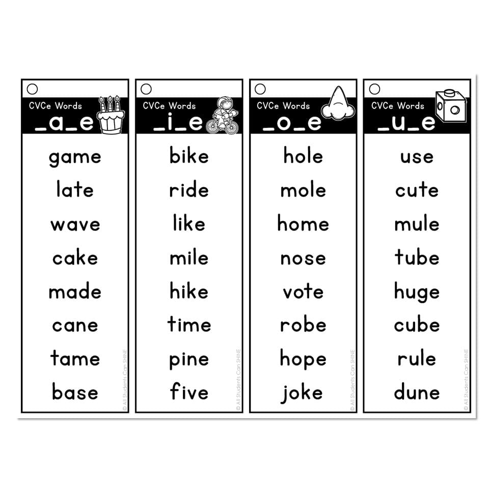 Phonics Decodable Word Lists - CVCe Words - Lucky Little Learners