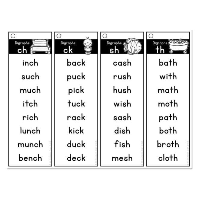Phonics Decodable Word Lists - Ending Digraphs - Lucky Little Learners