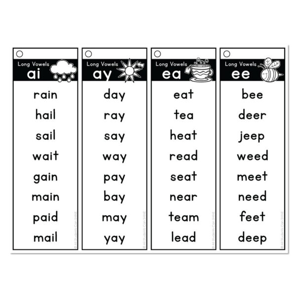Phonics Decodable Word Lists - Long Vowels - Lucky Little Learners
