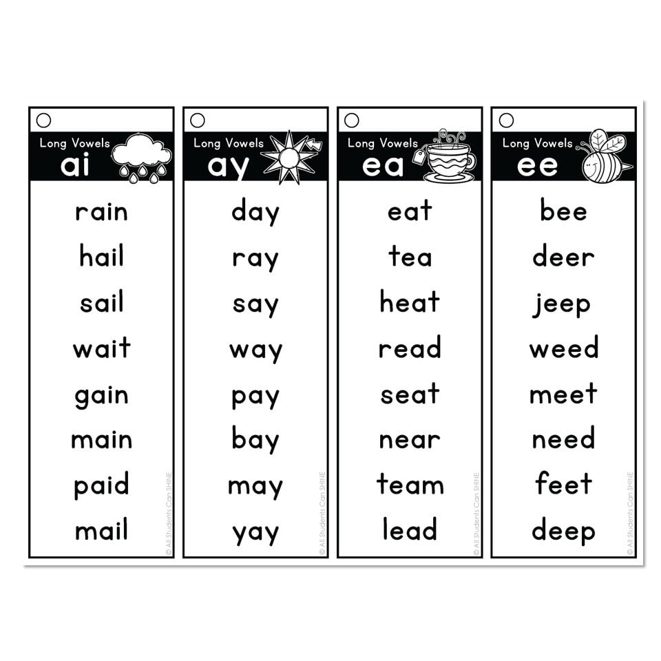 Phonics Decodable Word Lists - Long Vowels - Lucky Little Learners