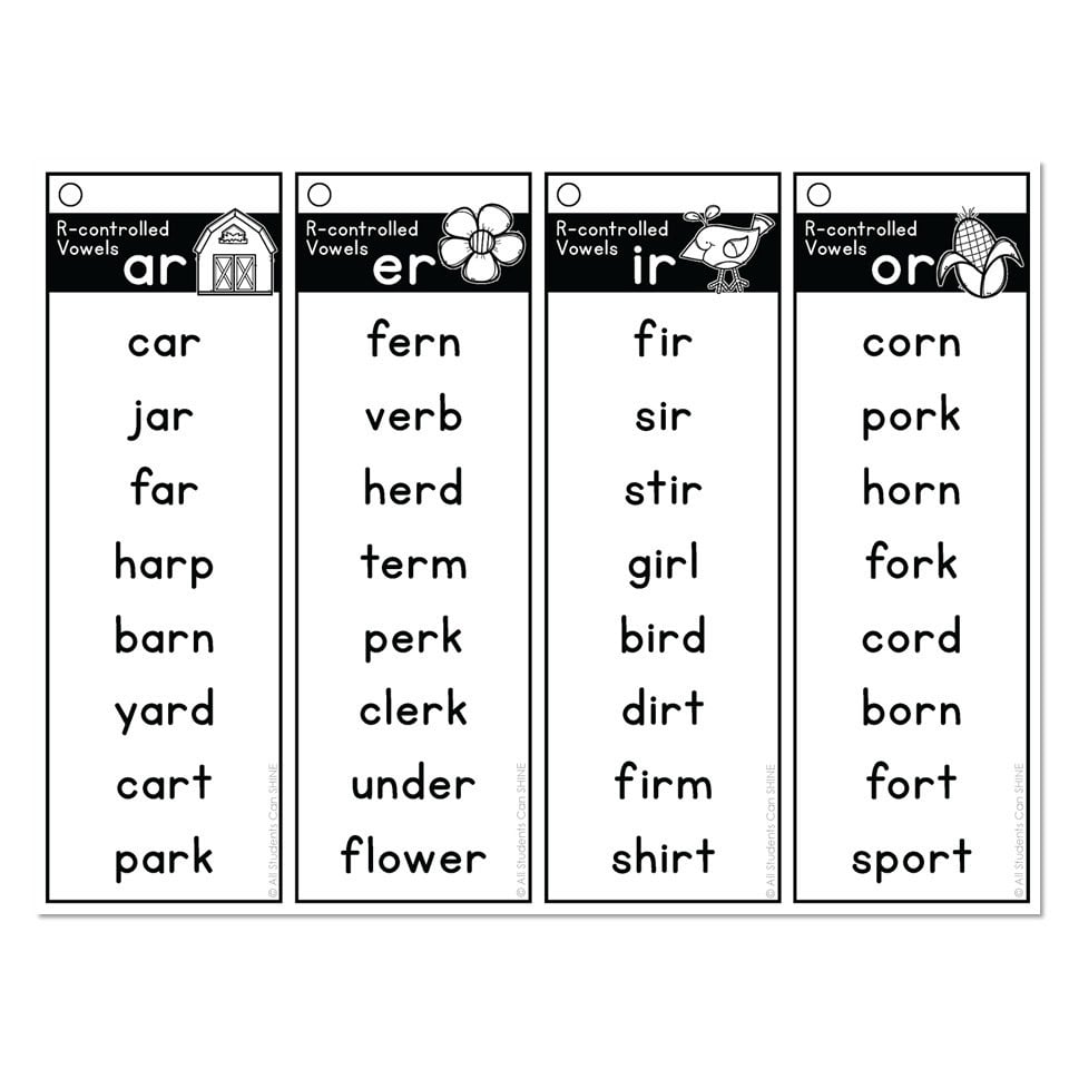 Phonics Decodable Word Lists - R-Controlled Vowels - Lucky Little Learners