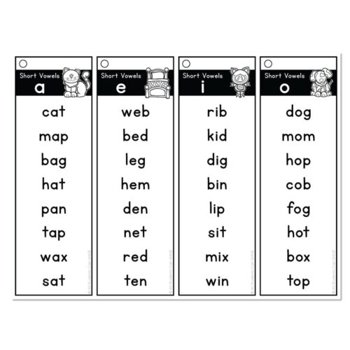 Phonics Decodable Word Lists - Short Vowels - Lucky Little Learners