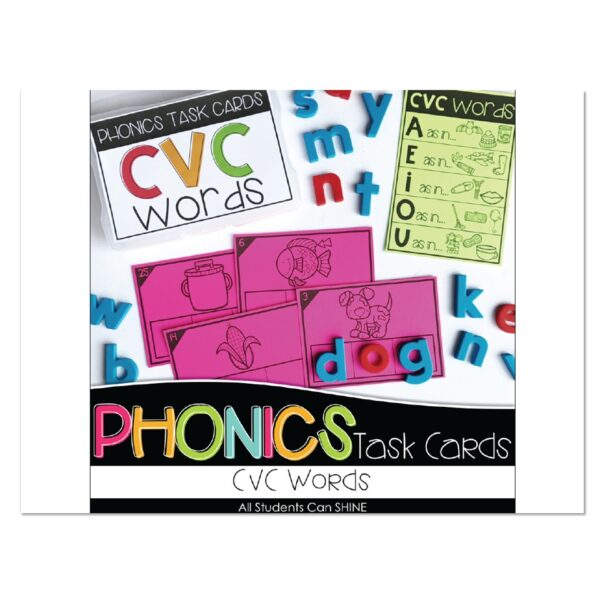 Phonics Task Cards - CVC Words - Lucky Little Learners
