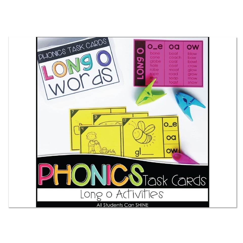 Phonics Task Cards - Long O Words - Lucky Little Learners