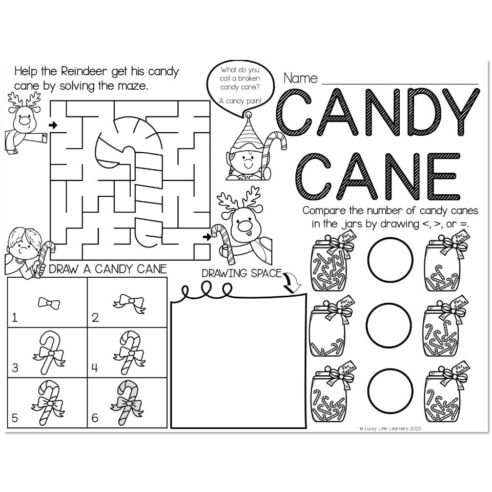 Placemat - Holiday - Candy Cane - Lucky Little Learners