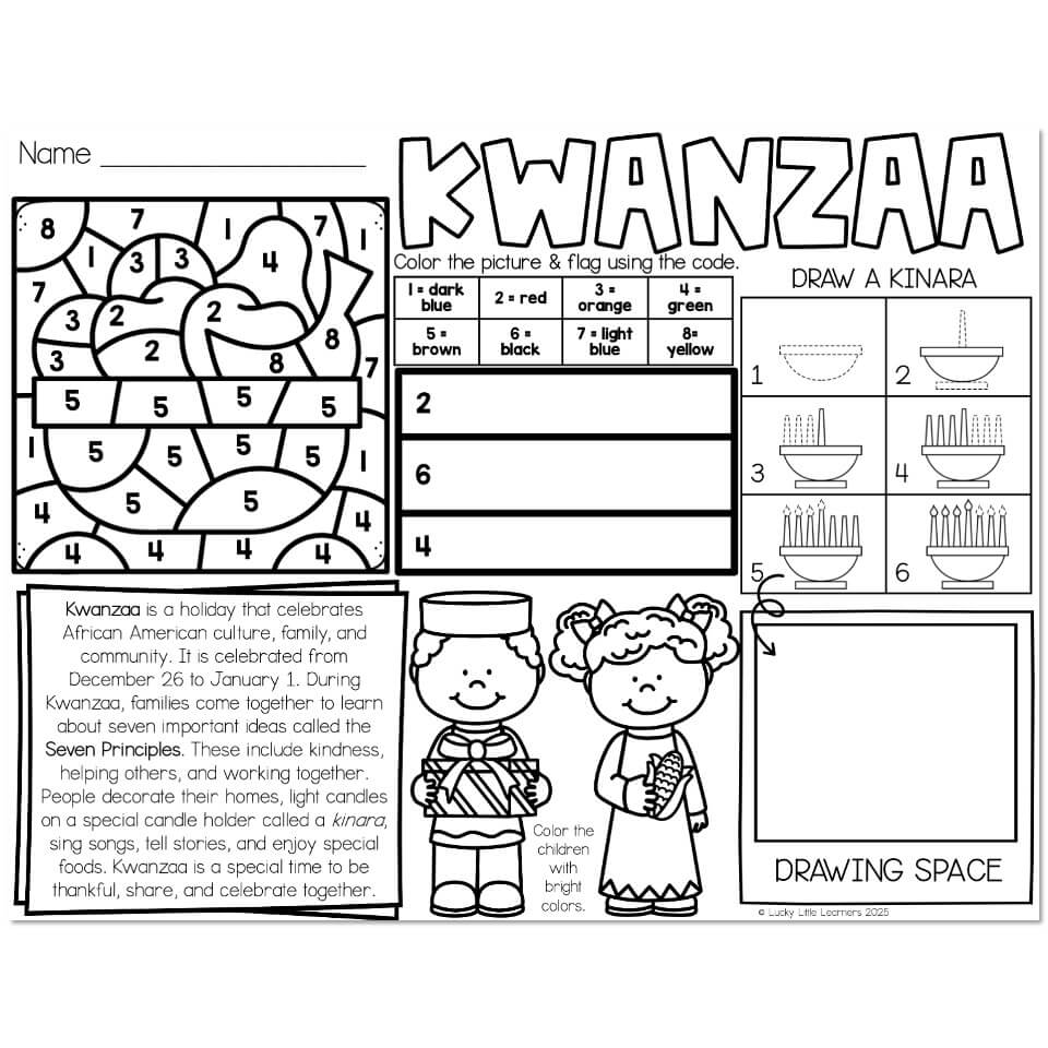 Placemat - Holiday - Kwanzaa - Lucky Little Learners